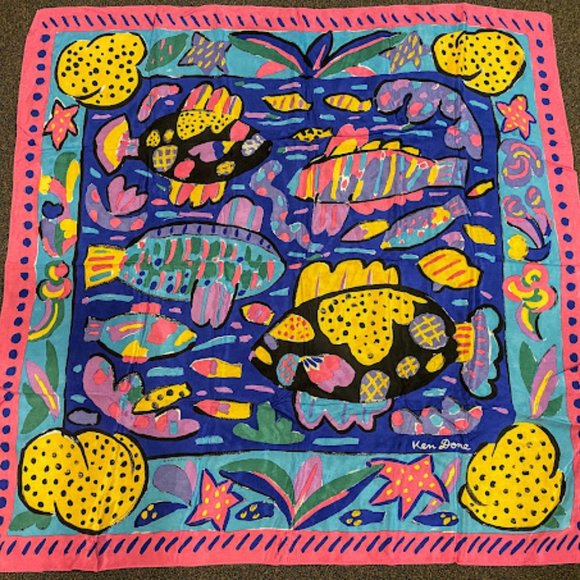 Ken Done | Accessories | Ken Done 985 Group Of Fish Silk Scarf | Poshmark